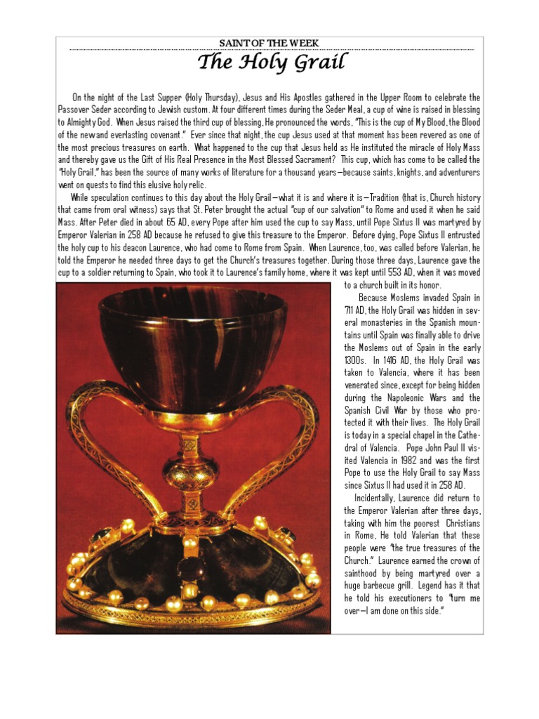 The Holy Grail: Saint Of The Week | Holy Grail | Jesus