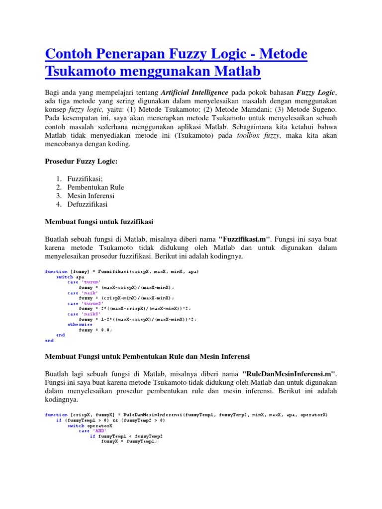 Contoh Penerapan Fuzzy Logic | PDF