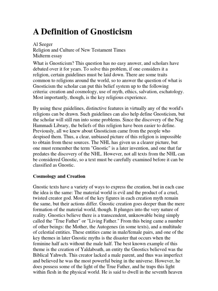 A Definition of Gnosticism | PDF | Gnosticism | Mythology