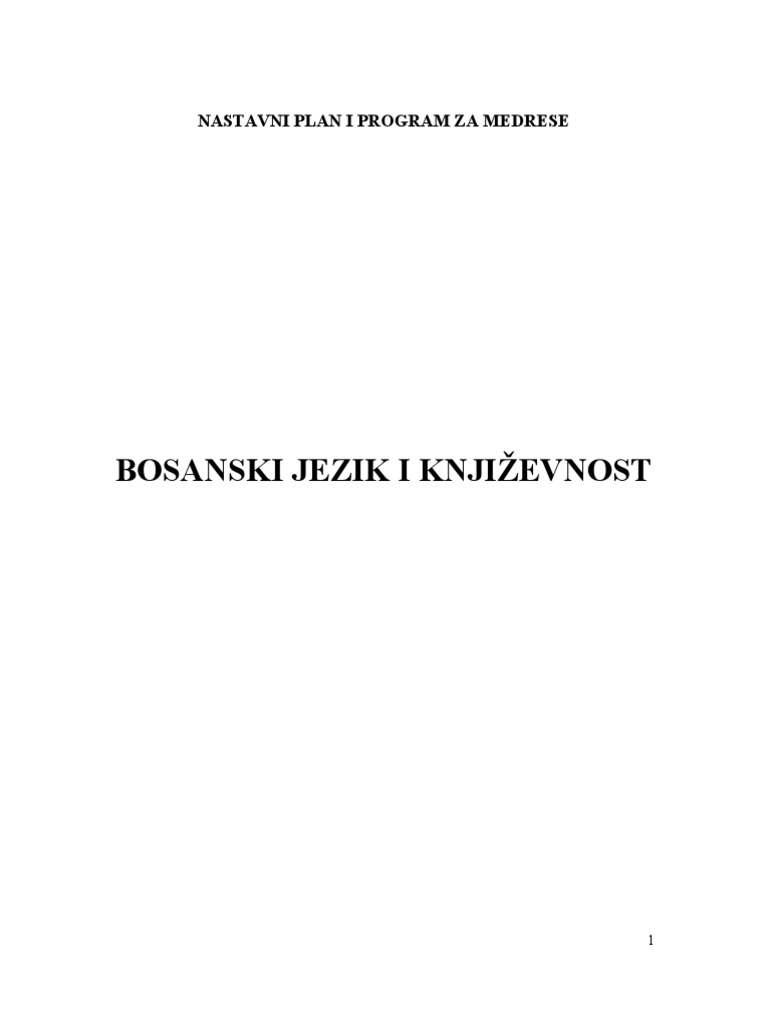 bosanski Jezik I Knjizevnost | PDF