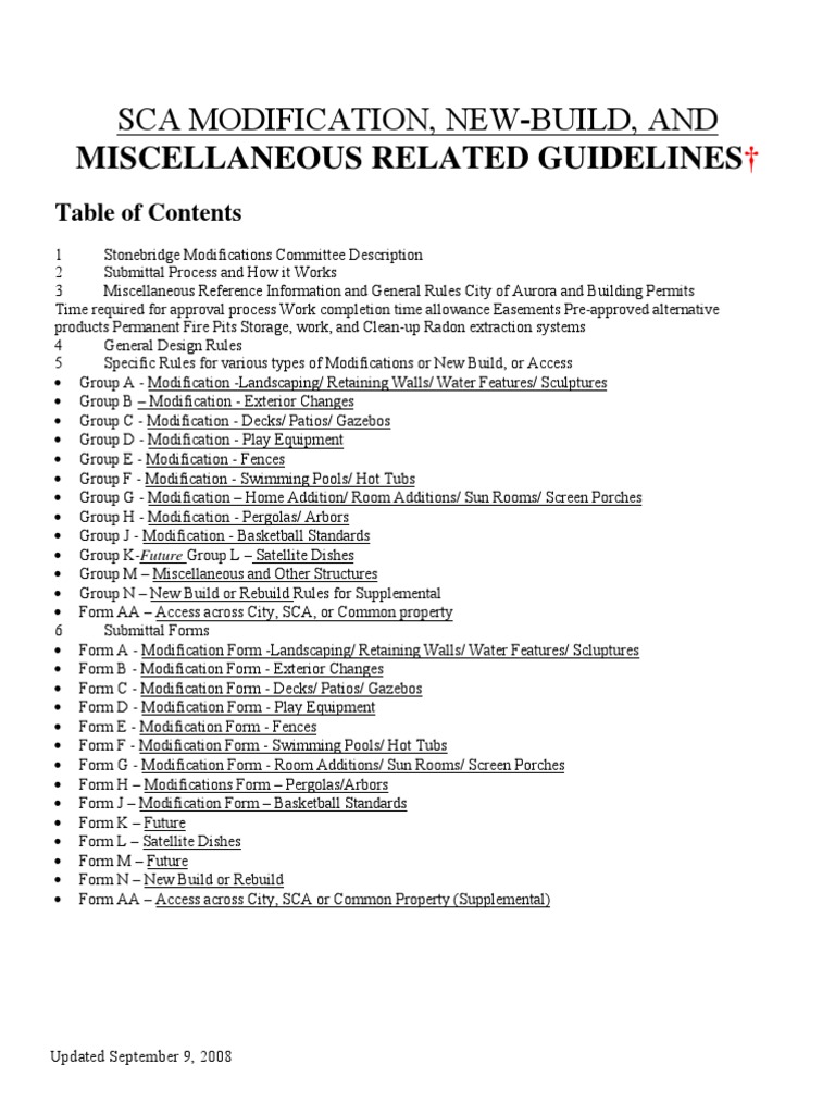 Sca Modification, New-Build, And: Miscellaneous Related Guidelines ...