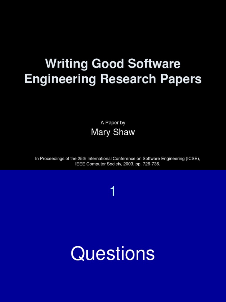 01-02 Writing Good Software Engineering Research Papers | PDF ...