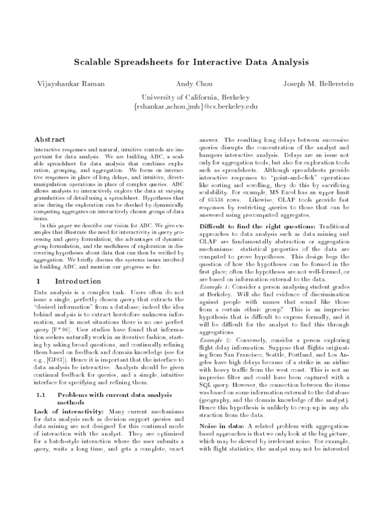 Vijayshankar Raman Andy Chou Joseph M. Hellerstein University of California, Berkeley Rshankar ...