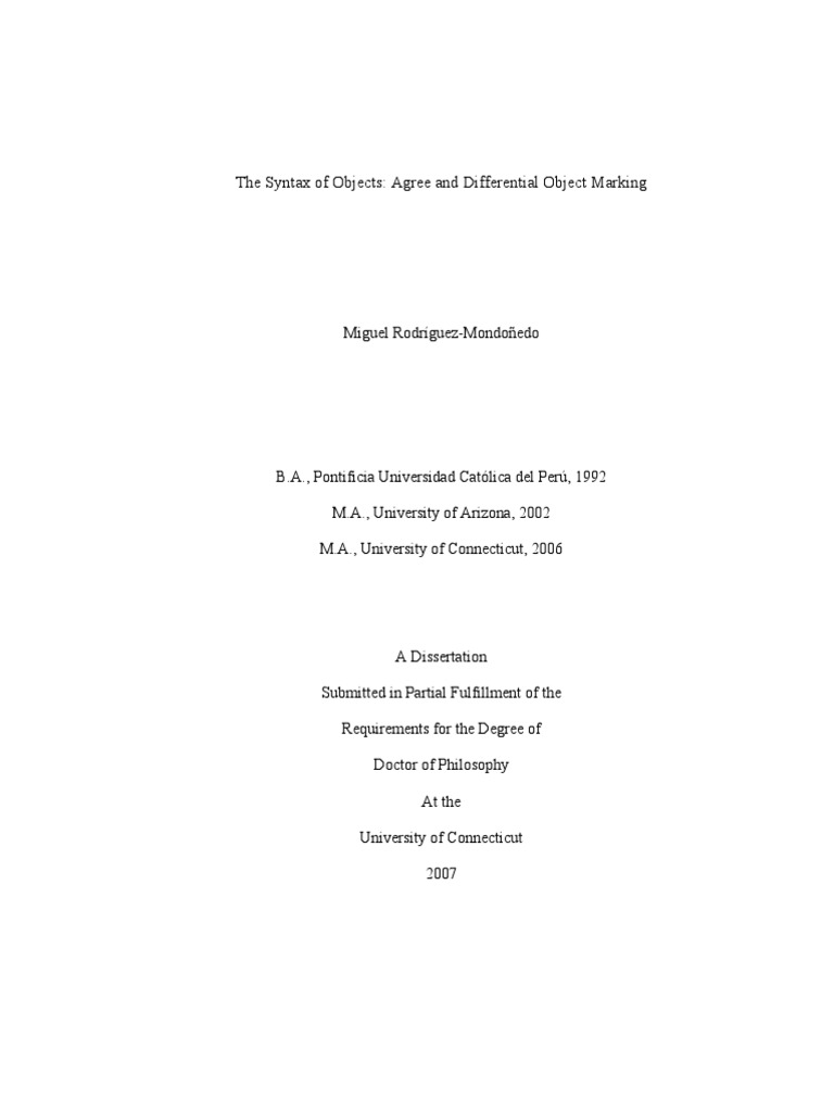 The Syntax of Objects: Agree and Differential Object Marking | PDF | Subject (Grammar) | Object ...