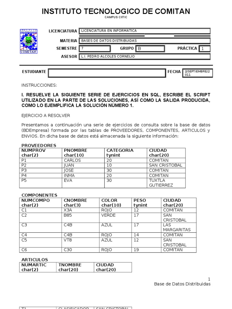 Ejercicios MYSQL Algebra Relacional | PDF | SQL | Bases de datos