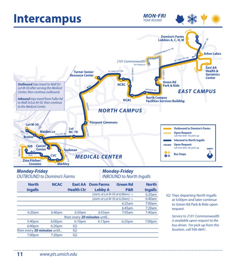 North Campus Bus Schedule & Stops | PDF | Sports & Recreation