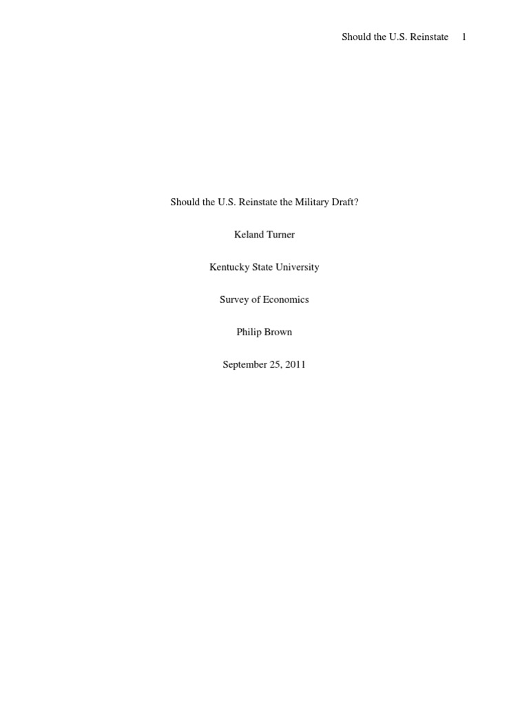 Should the U.S. Reinstate the Draft? | PDF | Conscription In The United ...