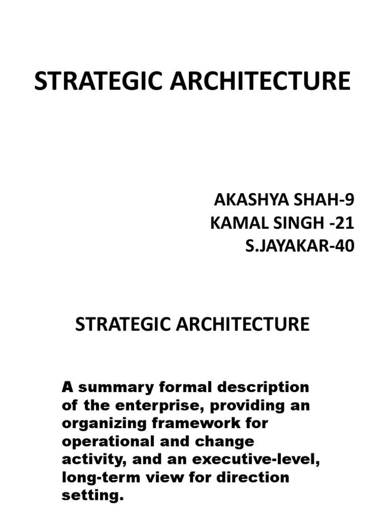 Strategic Architecture: An Overview of its Levels, Perspectives ...