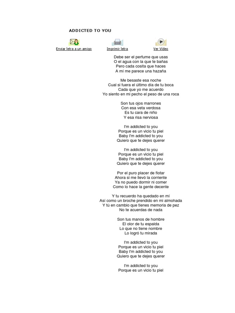 Letra de "Addicted to You" | PDF | Cocina, comidas y vino