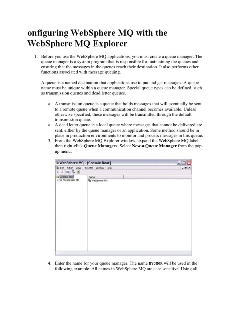 Configuring Websphere Mq With The Websphere Mq Explorer Pdf Port Computer Networking