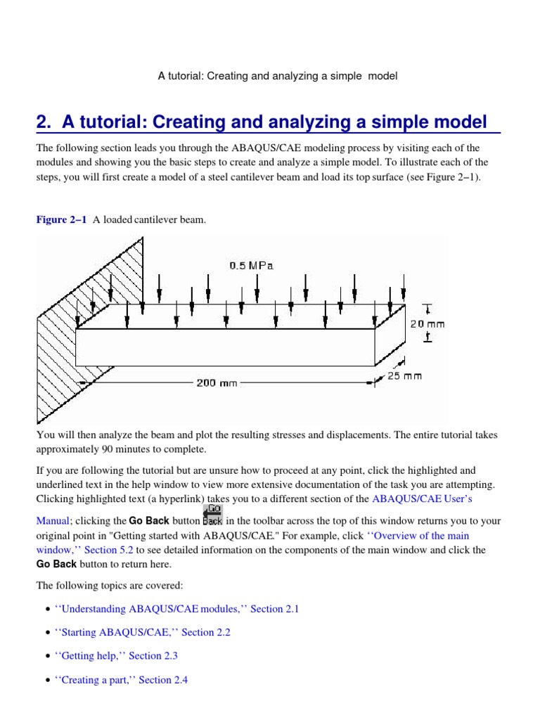 Abaqus Tutorial - Creating and Analyzing A Simple Model (A Loaded Cantilever Beam) | PDF ...