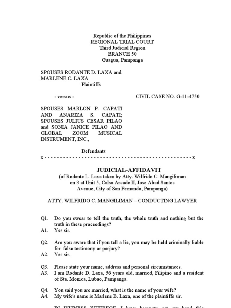 Format Judicial Affidavit 2013 | Download Free PDF | Perjury | Common Law