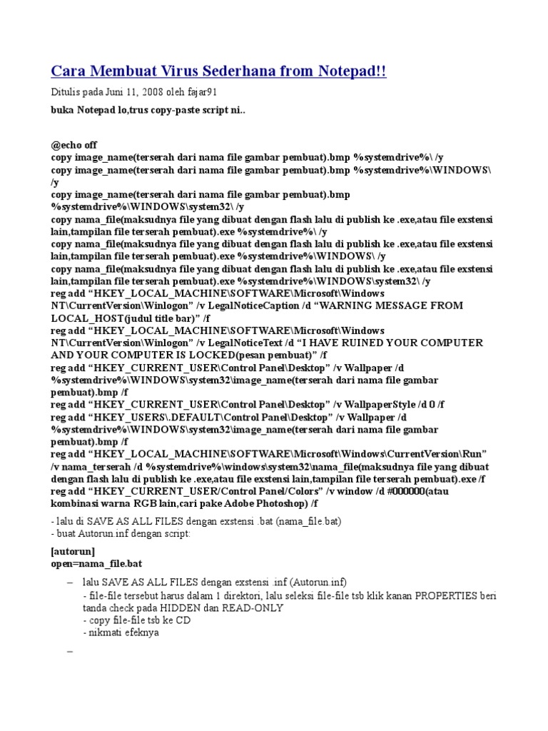 Contoh Script Virus | PDF