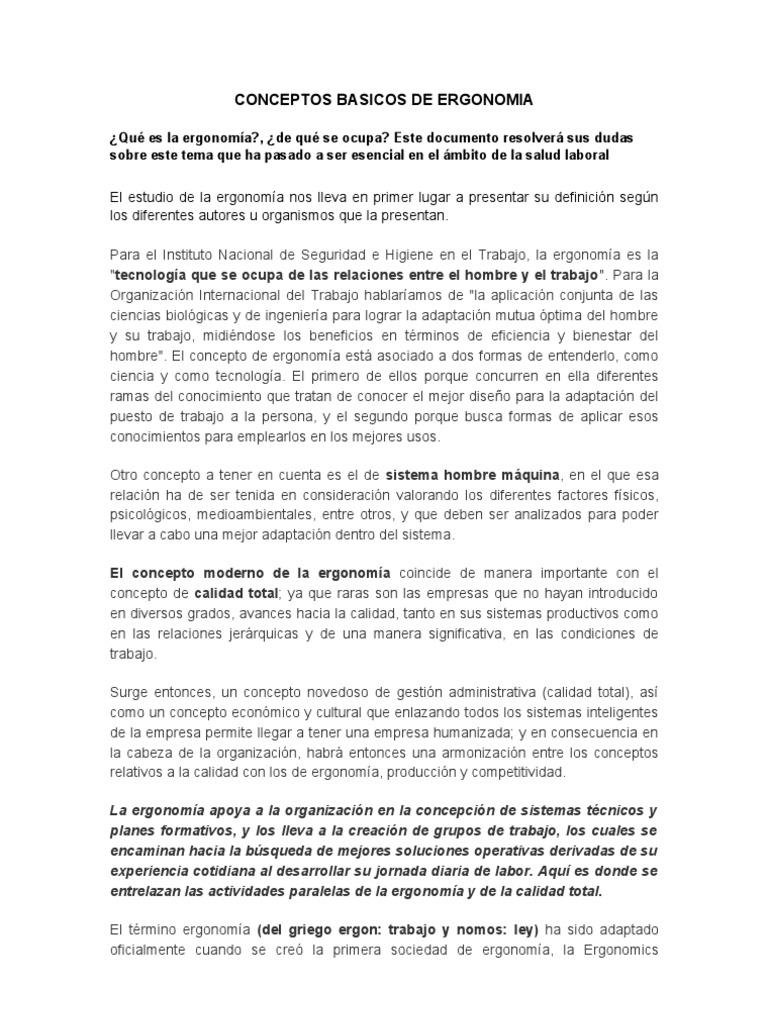 Conceptos Basicos De Ergonomia Descargar Gratis Pdf Factores
