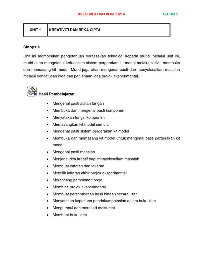 Kreativiti dan Reka Cipta Tahun 5 | PDF | Bisnis | Seni