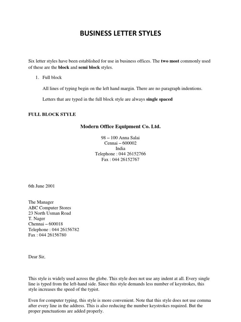 Business Letter Style | PDF | Science | Technology (General)