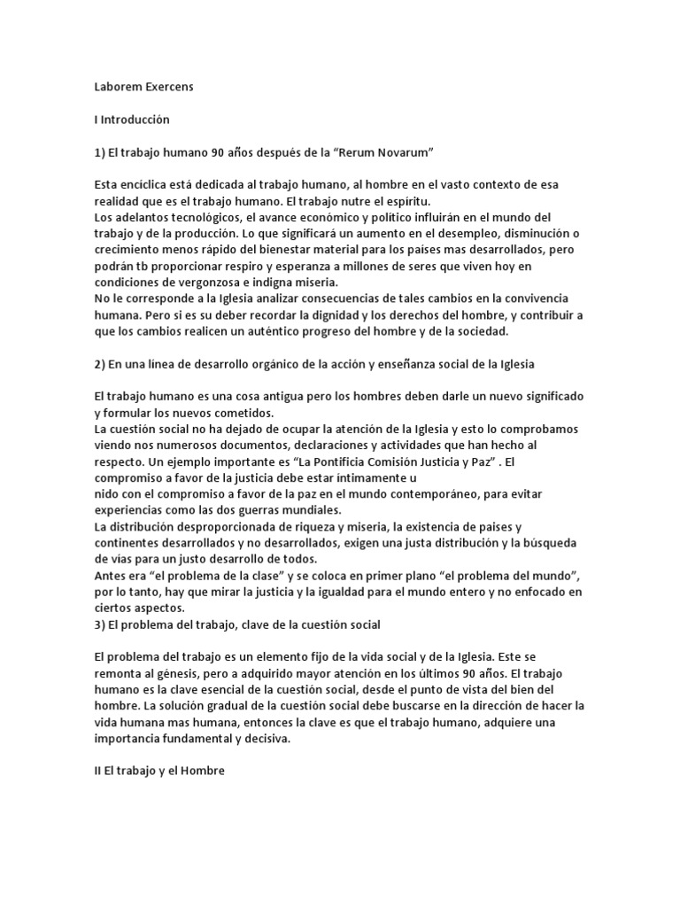 Laborem Exercens | PDF | Derecho laboral | Salario