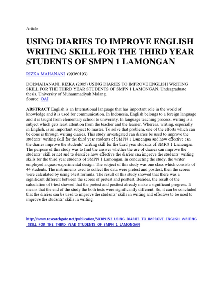 Improve English Writing with Diaries | PDF