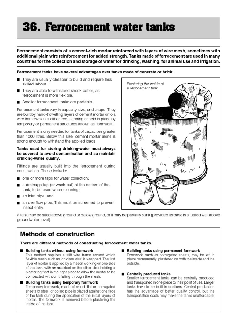 Ferrocement Water Tank Construction Guide | PDF | Home & Garden ...