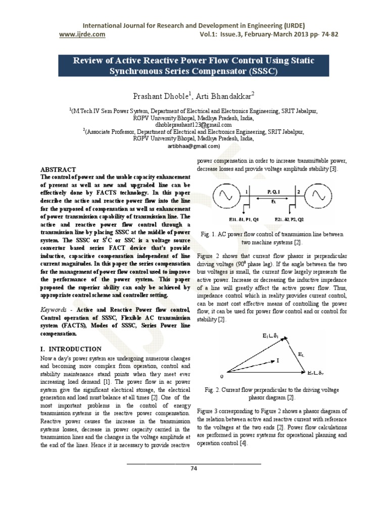 IJRDE-Review of Active Reactive Power Flow Control Using Static Synchronous Series Compensator ...