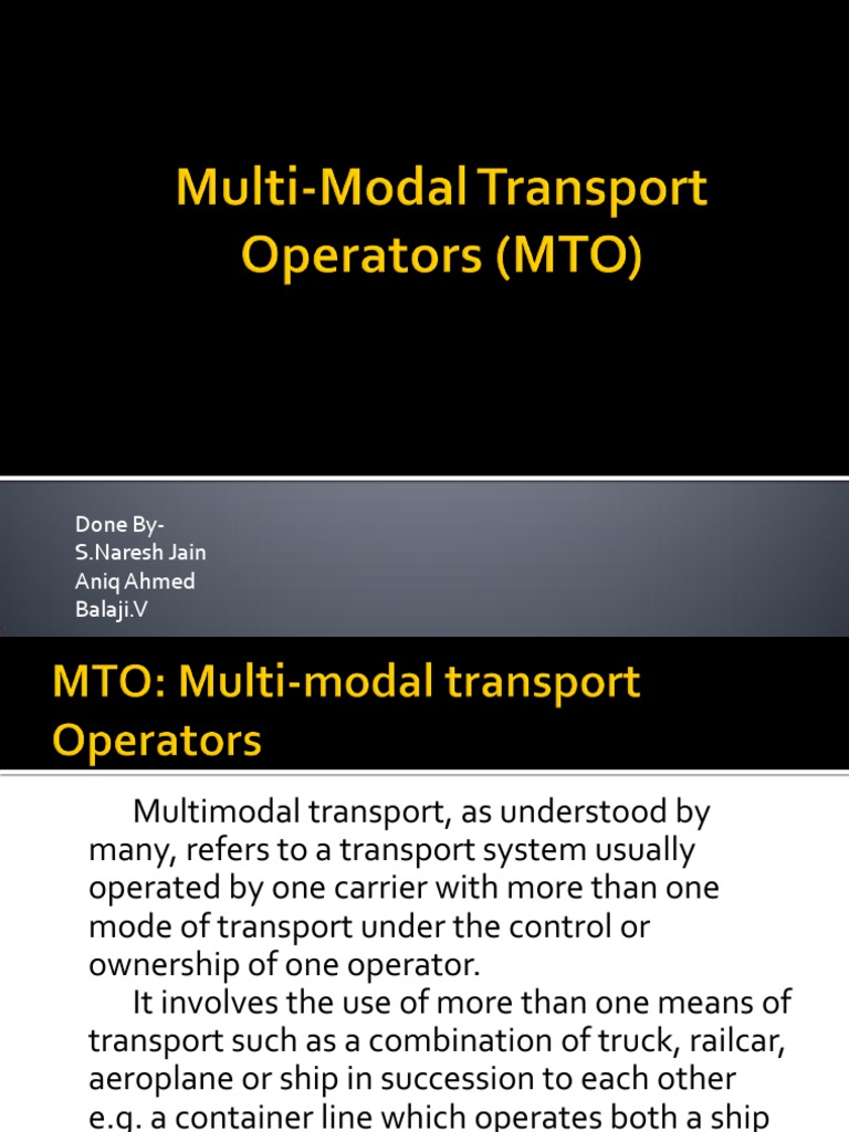 Multi-Modal Transport Operators (MTO) | PDF | Rail Transport | Cargo