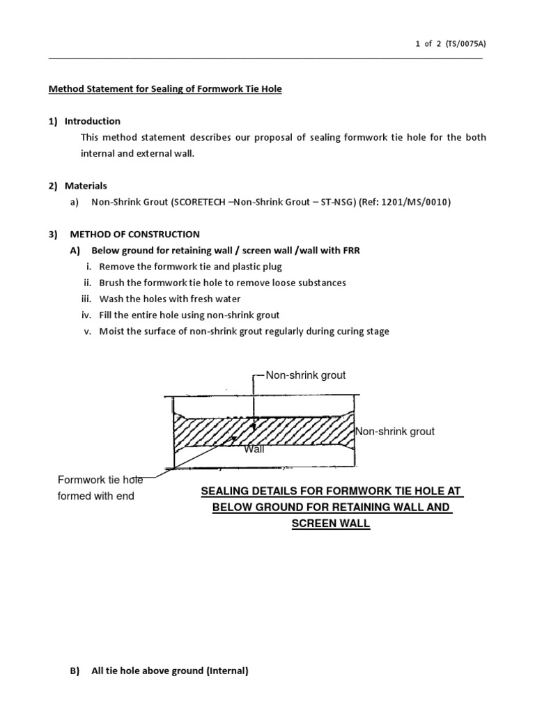 Sealing Formwork Tie Bolt Hole r2 | PDF