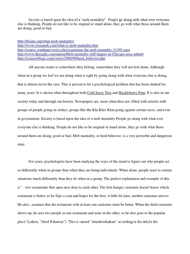 Mob Mentality | PDF | Thought | Psychology