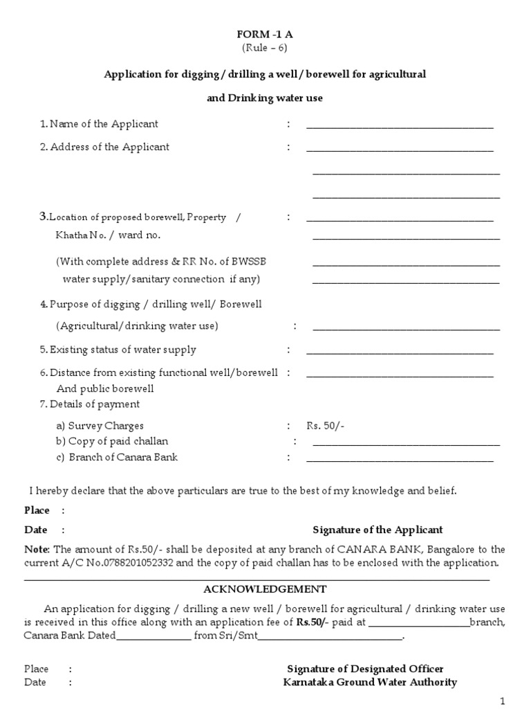 Borewell Permission Application Form | PDF | Business | Energy And Resource