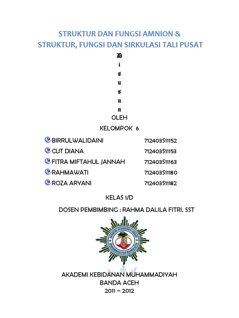 Struktur Dan Fungsi Amnion & Struktur, Fungsi Dan Sirkulasi Tali Pusat | PDF