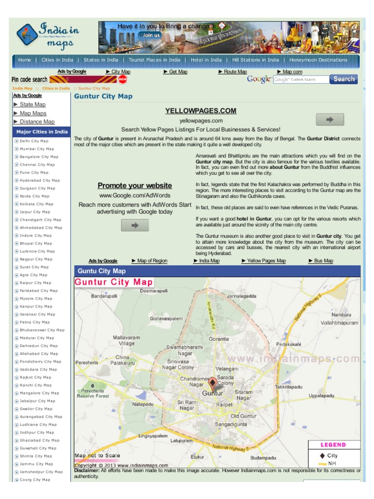 Guntur City Map | Asia Travel | South Asia
