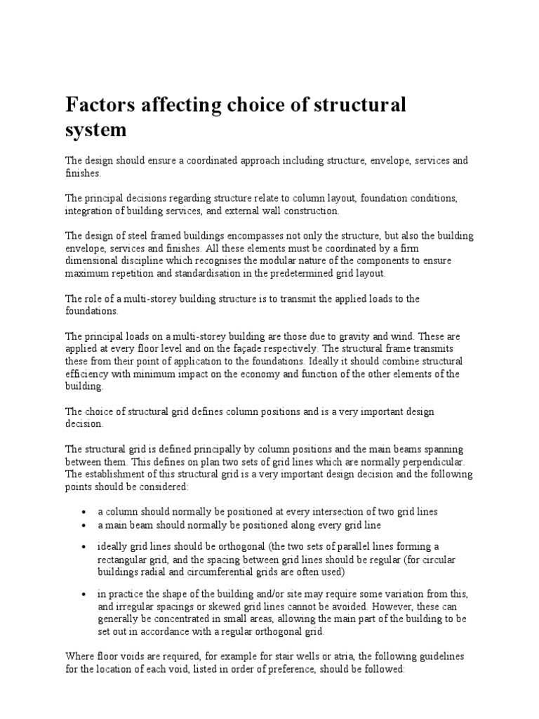 Factors Affecting Choice of Structural System | PDF | Framing ...