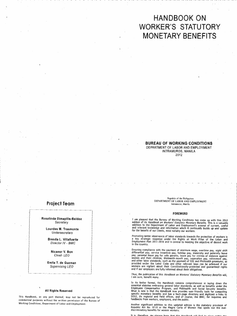 Handbook on Worker's Statutory Monetary Benefits - Copy | Parental ...