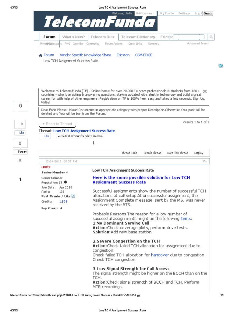 Low TCH Assignment Success Rate | PDF