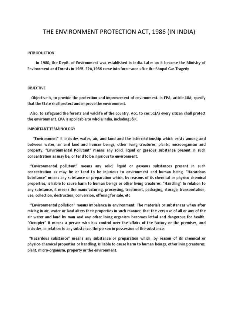 Environment Protection Act | PDF | Environmental Law | Pollution