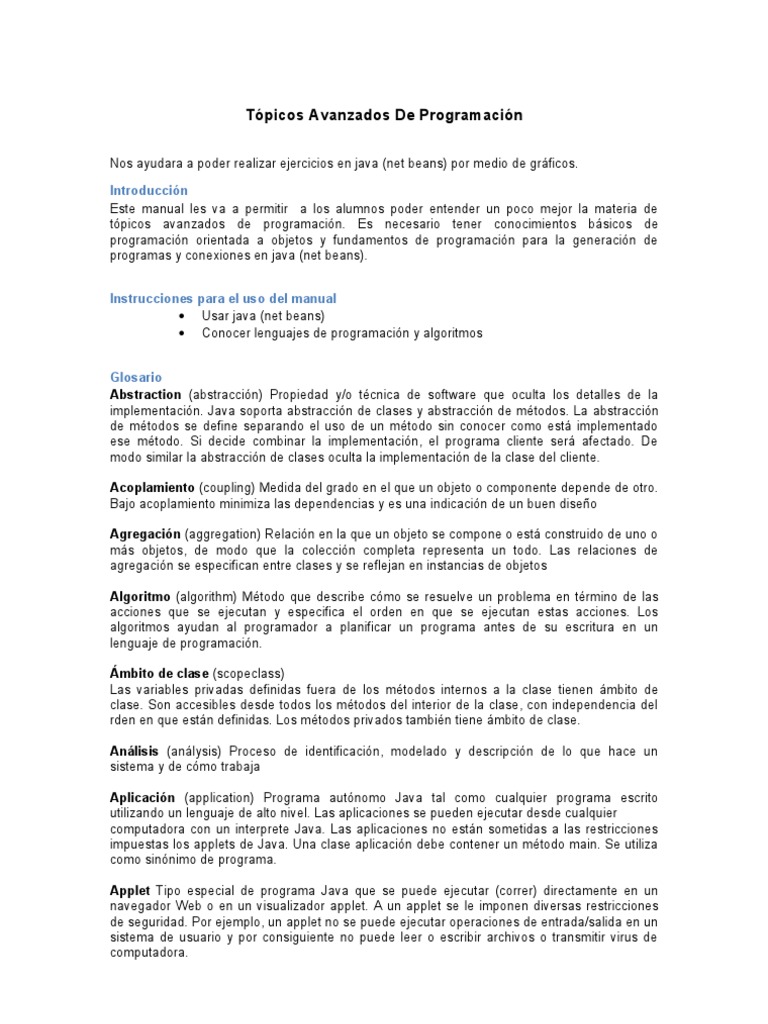 Topicos Avanzados Programacion Java Netbeans | PDF | Java (lenguaje de ...