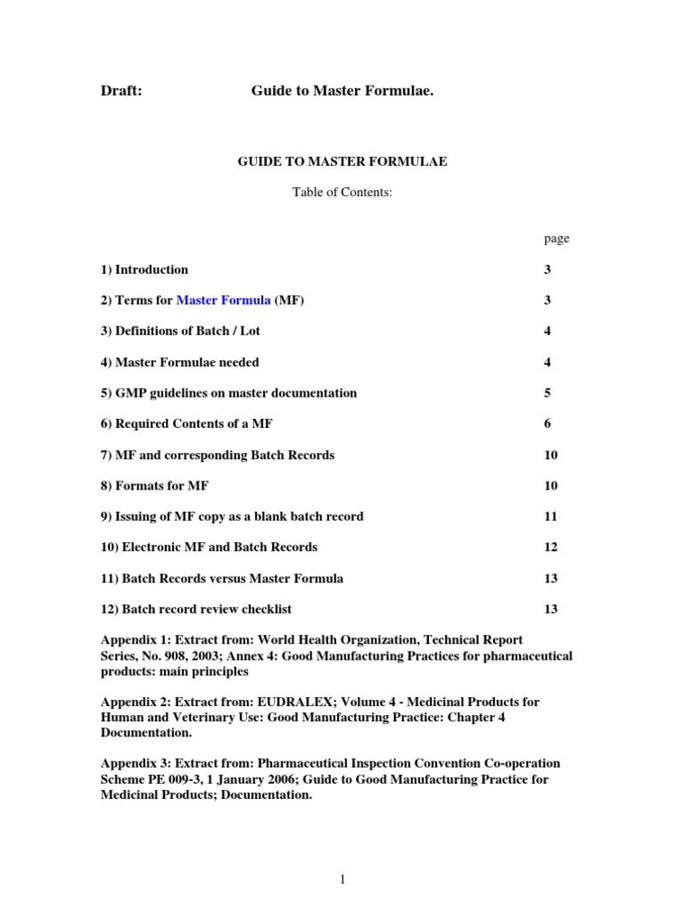 Guide To Master Formulae | PDF | Industries | Production And Manufacturing