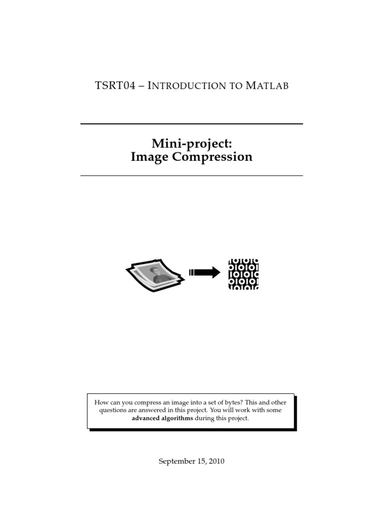 Mini-Project: Image Compression: Tsrt04 - I M | PDF | Matrix ...