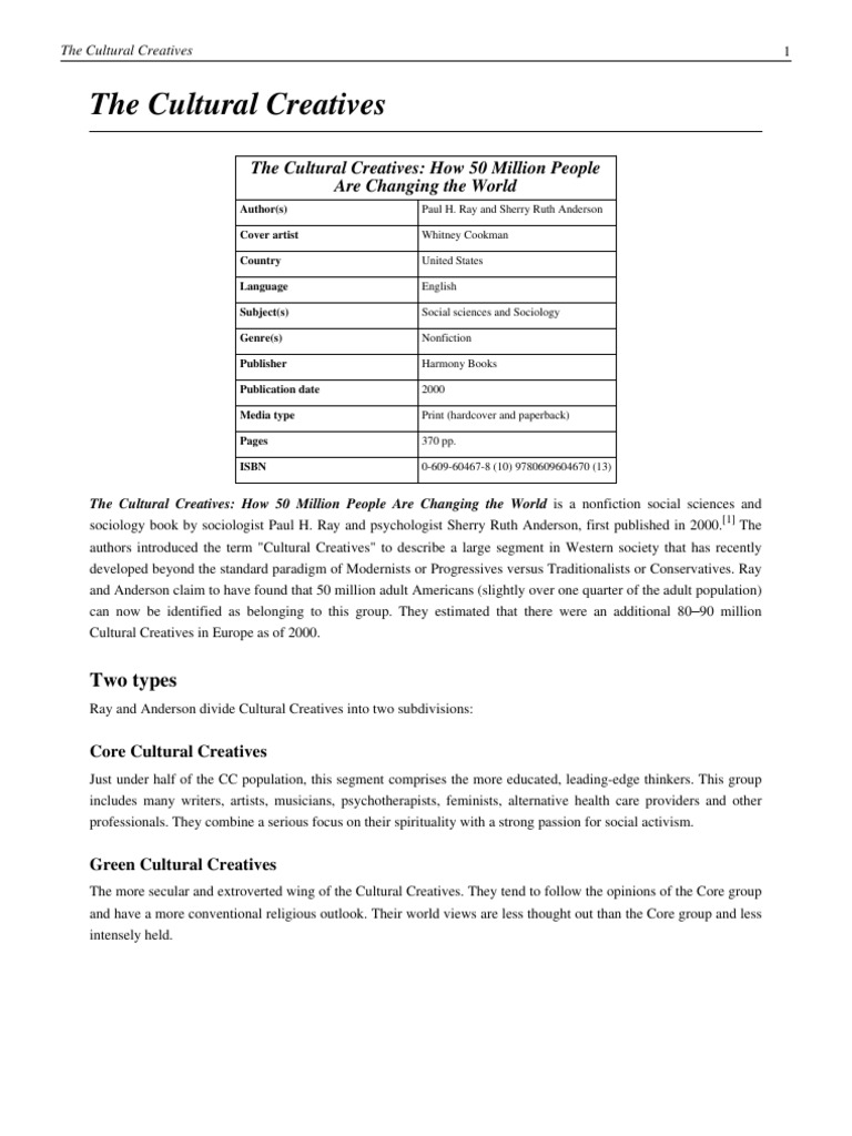 The Rise of the Cultural Creatives: How 50 Million People Are Changing ...