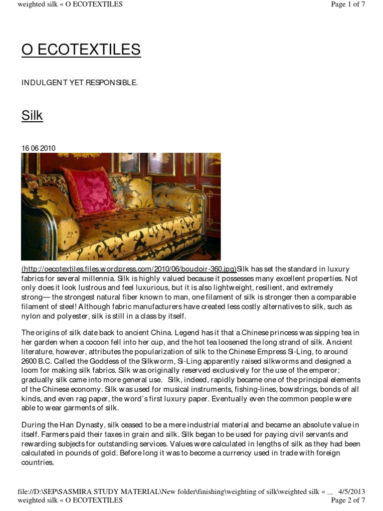 Weighting of Silk | PDF | Silk | Textiles