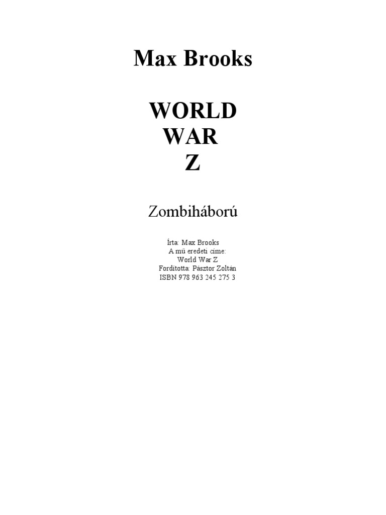 Max Brooks - World War Z - Zombiháború | PDF