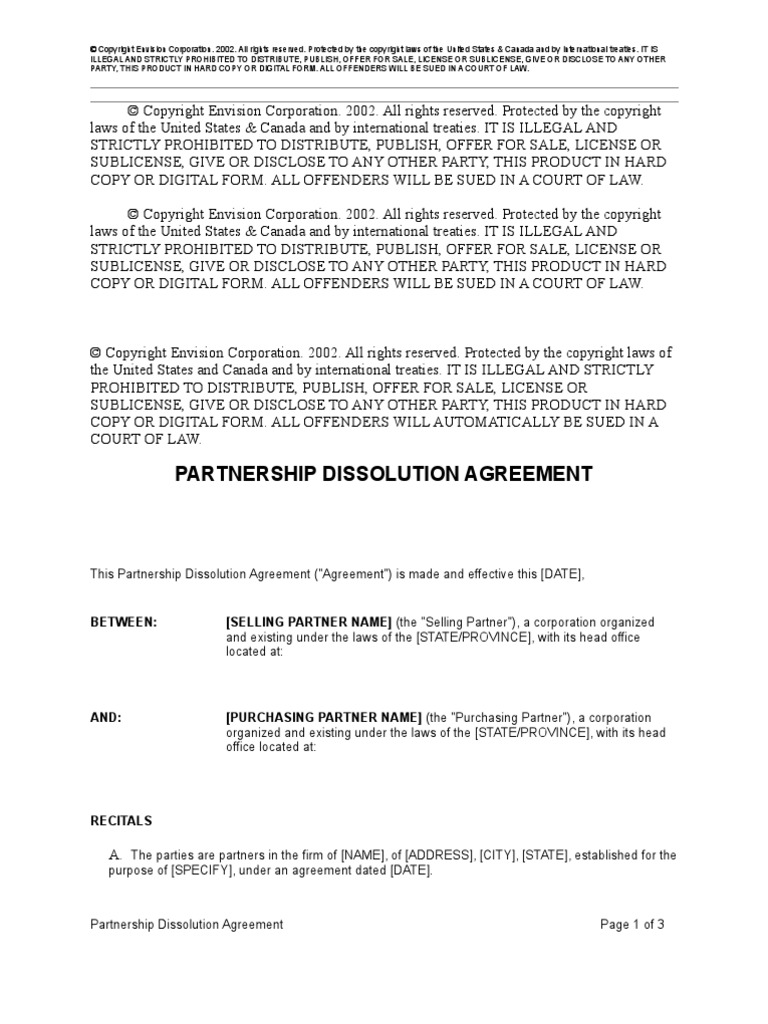 Partnership Dissolution Agreement | PDF | Law