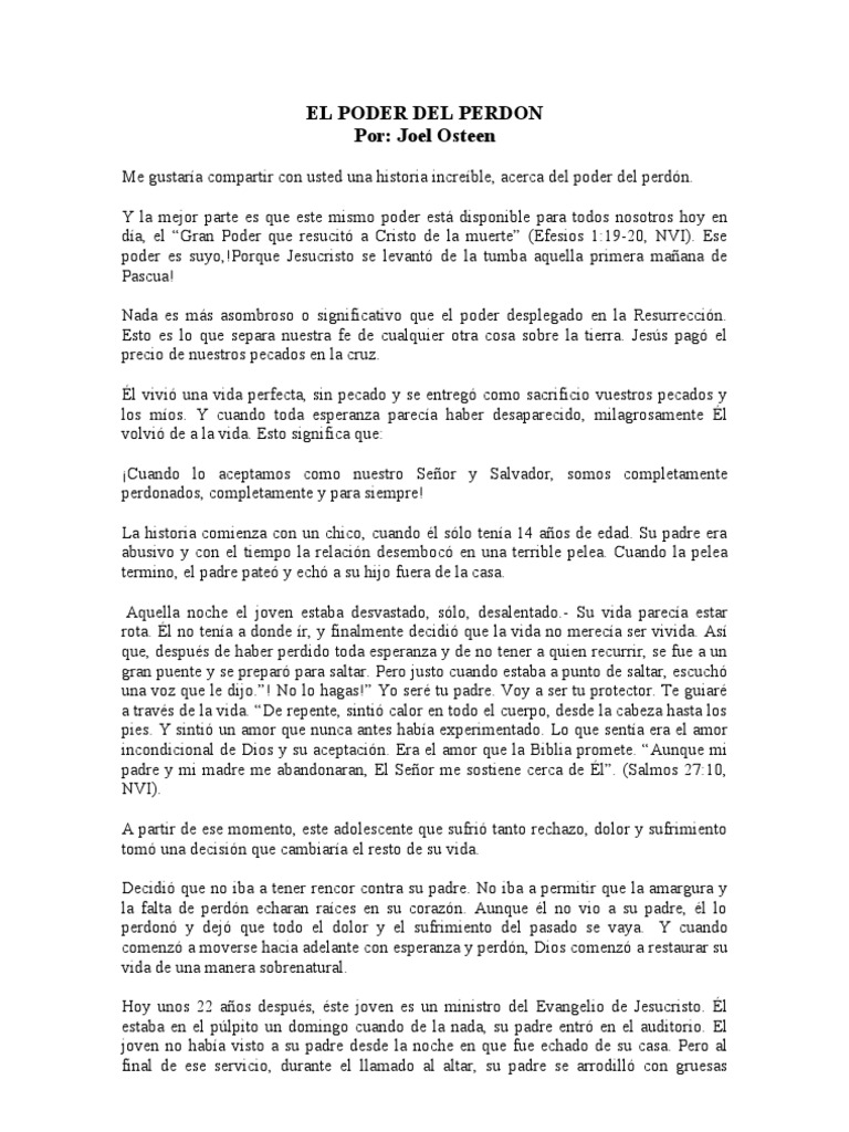El Poder Del Perdon-Joel Osteen | Descargar gratis PDF | Perdón | La resurrección de Jesús
