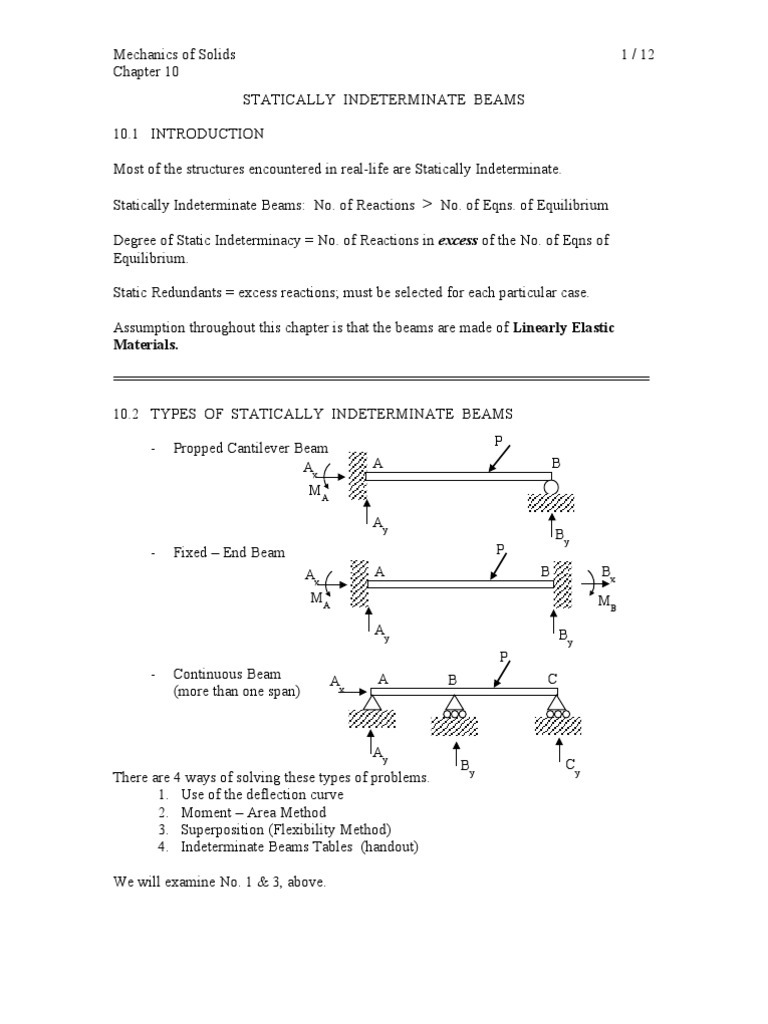 Statically Indeterminate Beams | PDF | Beam (Structure) | Chemical ...