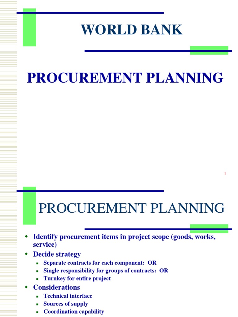 World Bank Project Procurement Planning Guide | PDF