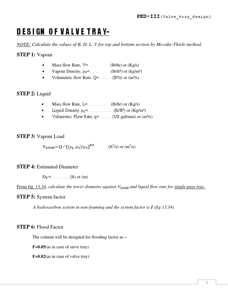 Design of Valve Tray | PDF | Continuum Mechanics | Liquids