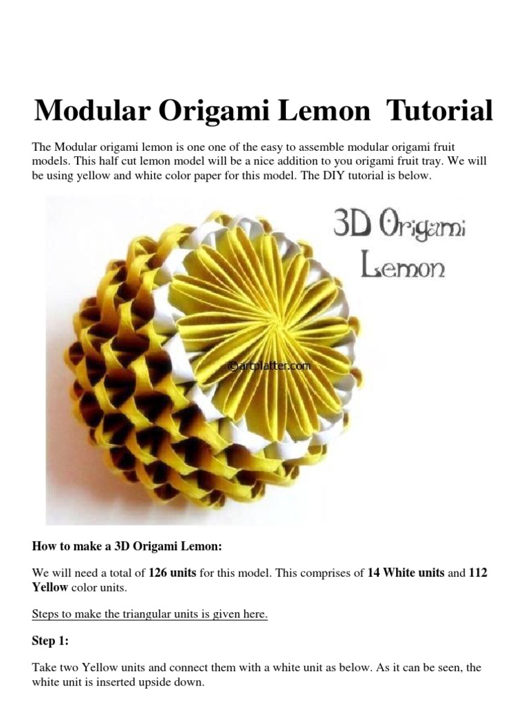 Modular Origami Lemon | PDF | Paper Art | Paper Folding
