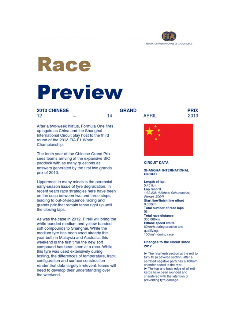 Chinese Grand Prix Preview | PDF