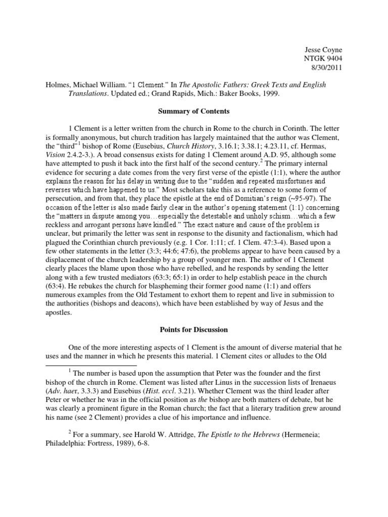 1 Clement | PDF | New Testament | Saint Peter