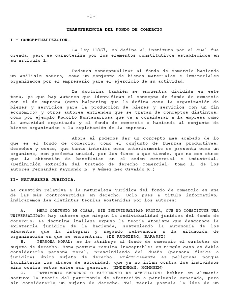 Transferencia Del Fondo de Comercio | PDF | Propiedad | Patentar