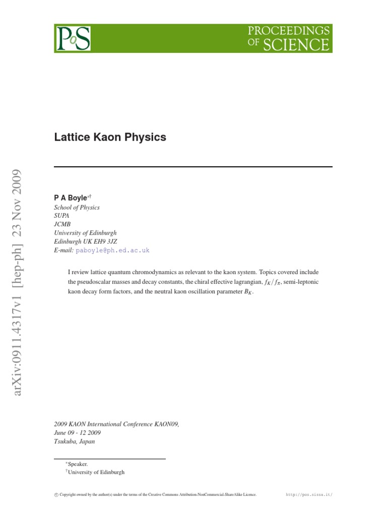 Lattice Kaon Physics | PDF | Quantum Chromodynamics | Quark